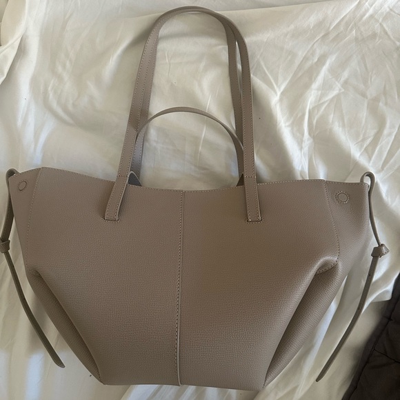 Polene | Bags | Polene Taupe Leather Cyme Tote New With Stickers | Poshmark